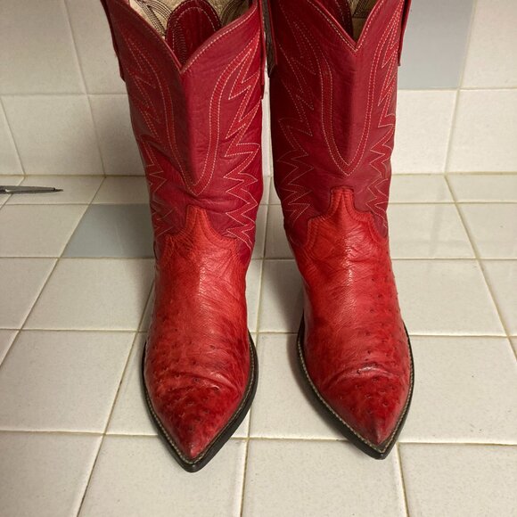 Custom handmade in Texas | Shoes | Handmade Custom Red Pointy Ostrich ...